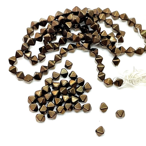 Jewelry | Strand Of Brown Glass Bicone Beads Plus 17pc | Poshmark